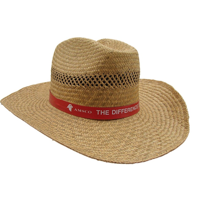 Amsco Logo Banded Straw Hat the Difference is You Fly Away Sun Beach ...