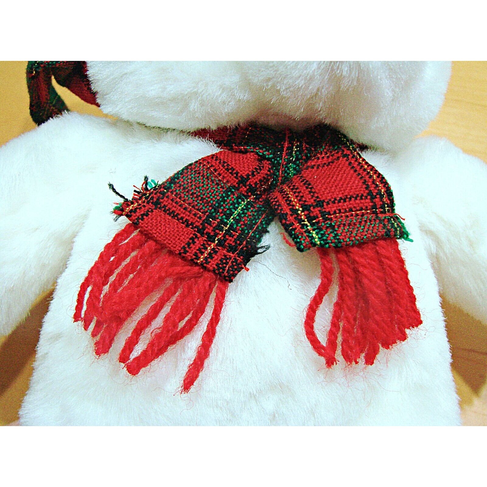 Vintage MTY International Christmas Holiday Bear White Plush Stuffed ...