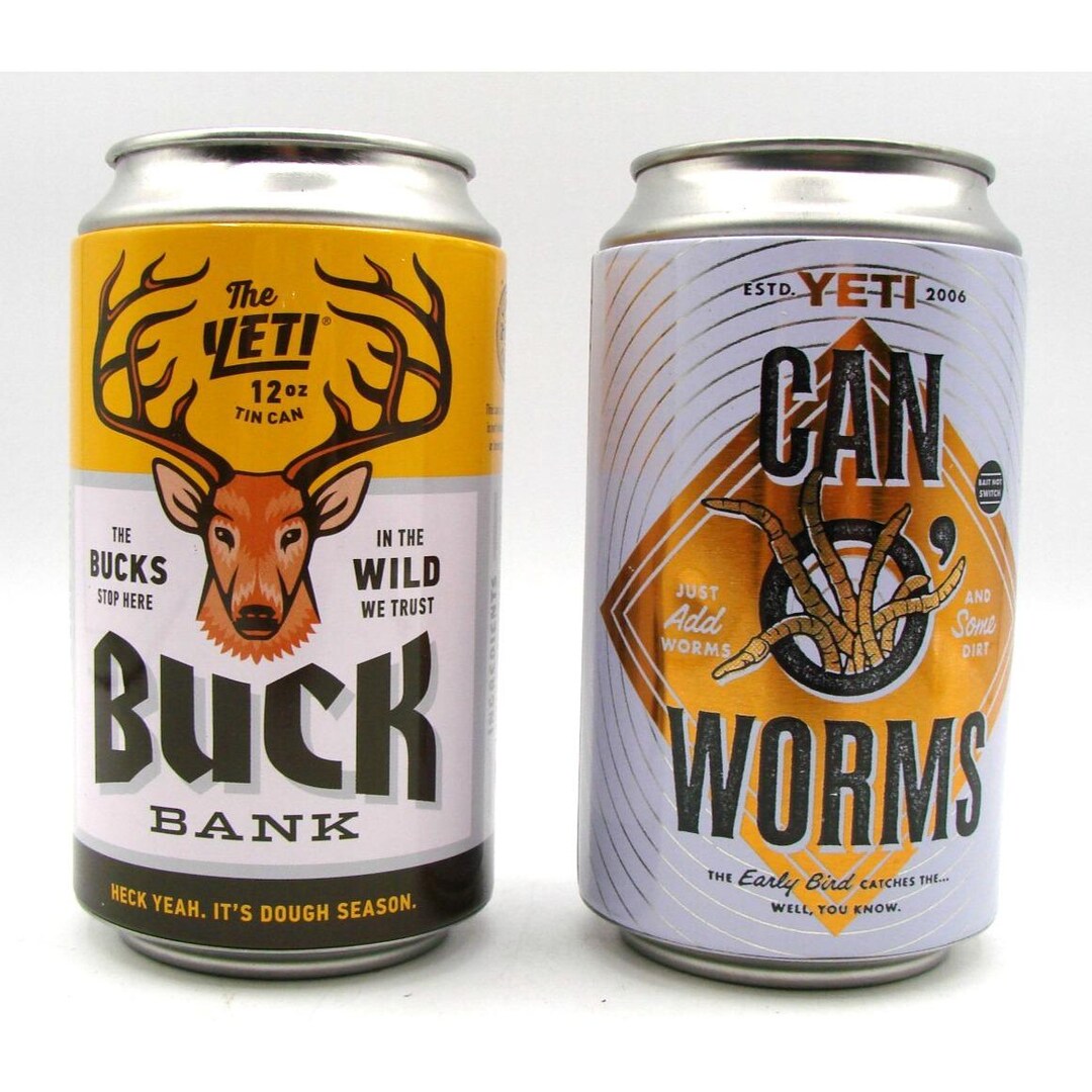 NEW Yeti Banks 12oz Beer Soda Can Buck Bank & Can O Worms Safe Stash ...