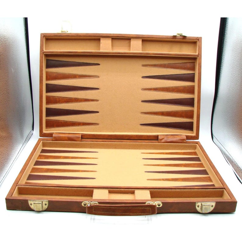 Leather Felt Backgammon Game Storage Case No Pieces Parts Replacement ...