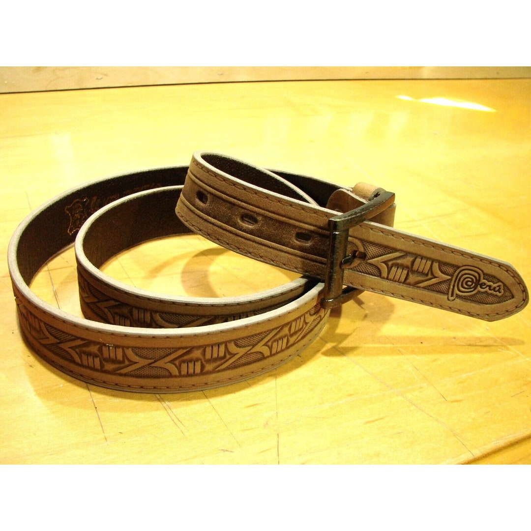 Leather Peru Peruvian Krurack Belt Tan Brown Symbol Inca Aztec Tooled ...