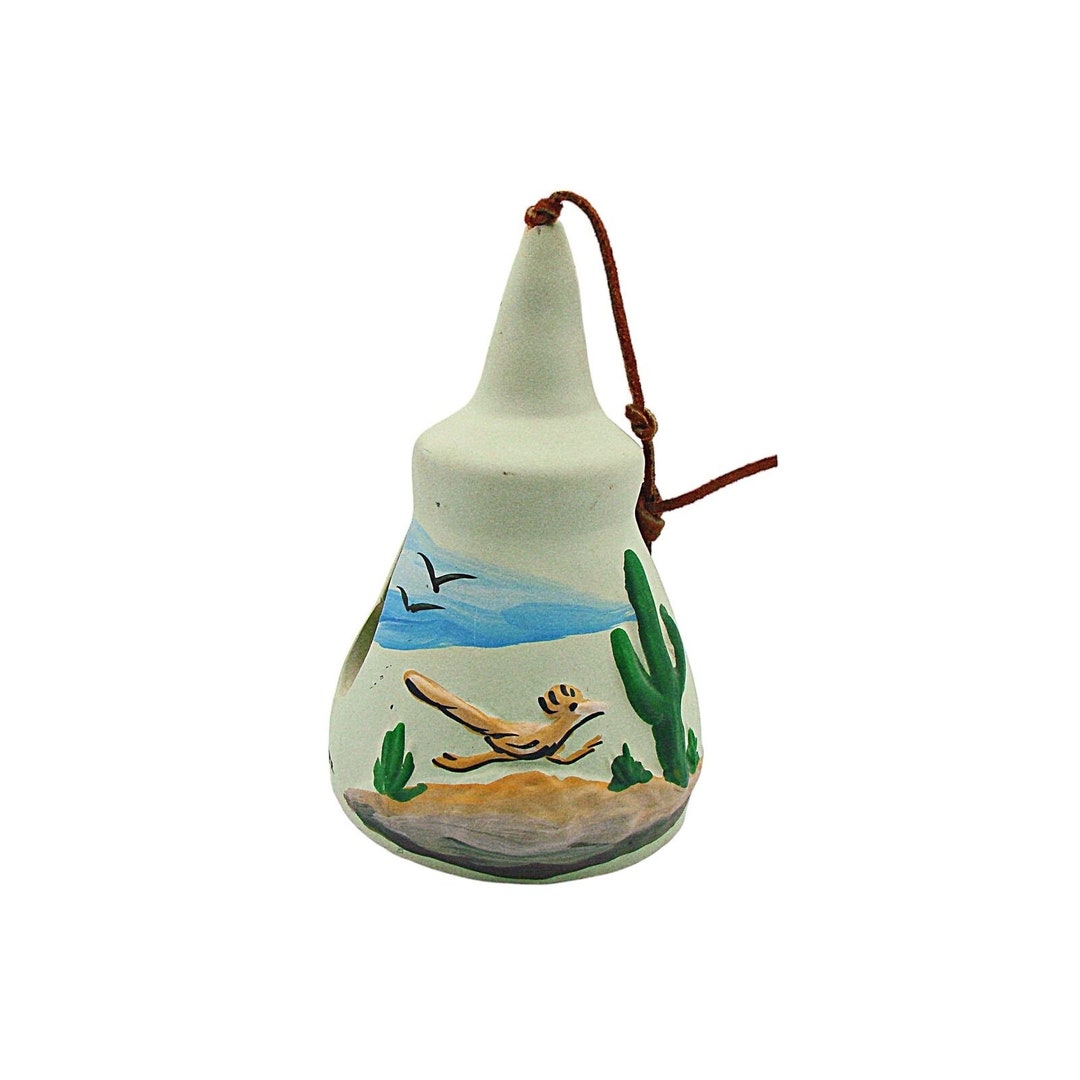 Windchime Bell Native American Roadrunner Southwest Clay Pottery Signed ...