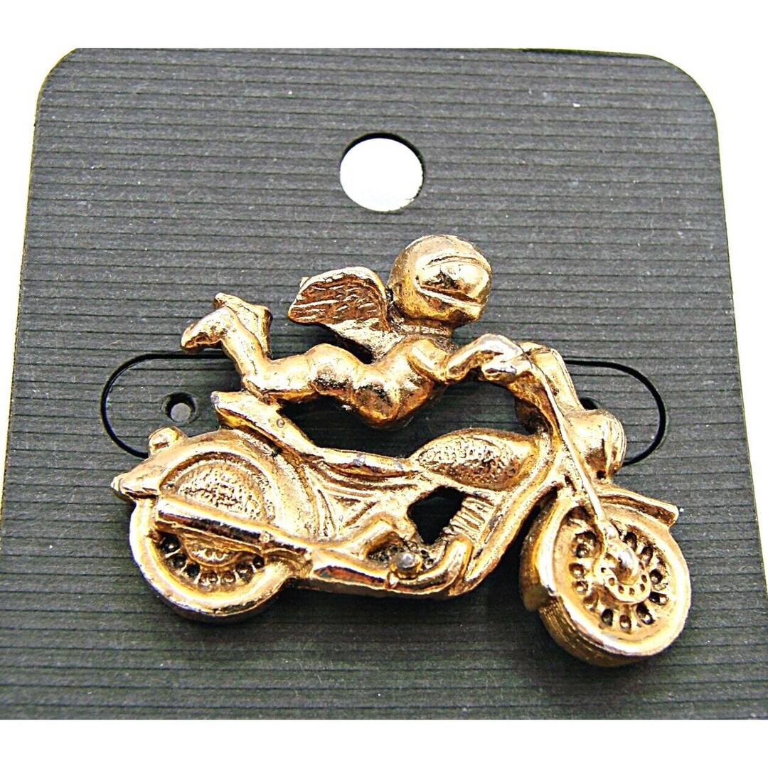 Vintage Camco Winged Biker Angel on Motorcycle Lapel Hat Tie Pin 90s ...