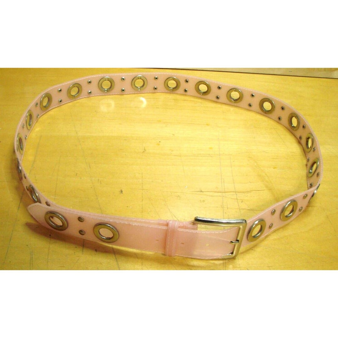 Pink Eyelet Grommet Silver Studded Jelly Belt Fashion Skater Sz 26 Runs ...