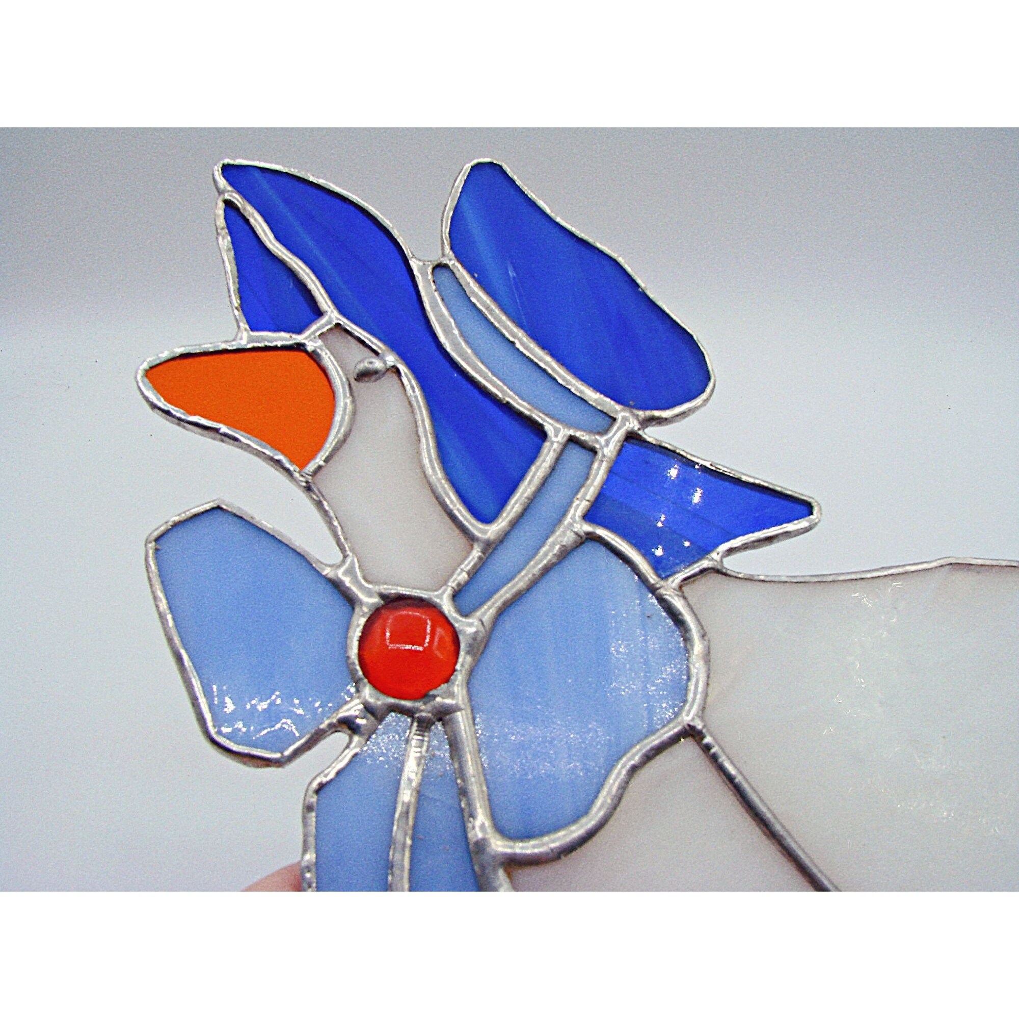Stained Glass Goose Mother Goose Suncatcher Hanging Window Decor Blue ...