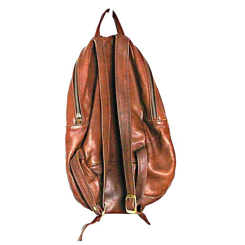Eureka Brown Leather Backpack Front Inner Pockets Zip Closure ...