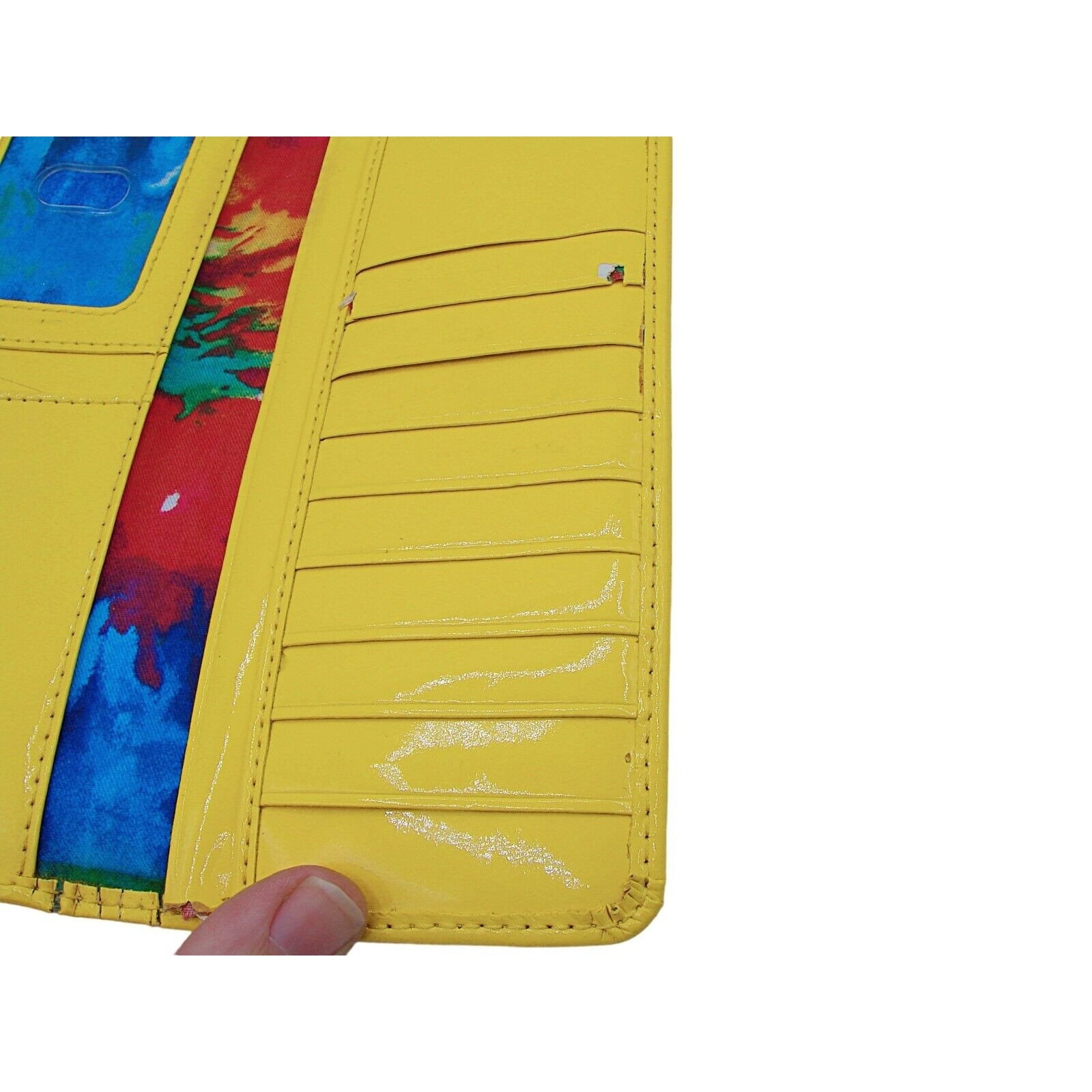 Baekgaard Yellow Banana Patent Faux Leather Wallet Card Slots Tri-fold ...