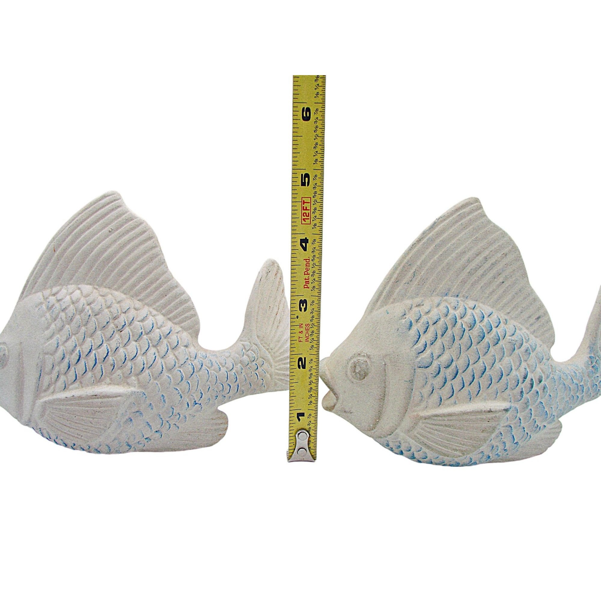 Vintage Set 6 Fish Sculptures Cast Plaster Ceramic Pottery Hand Painted ...