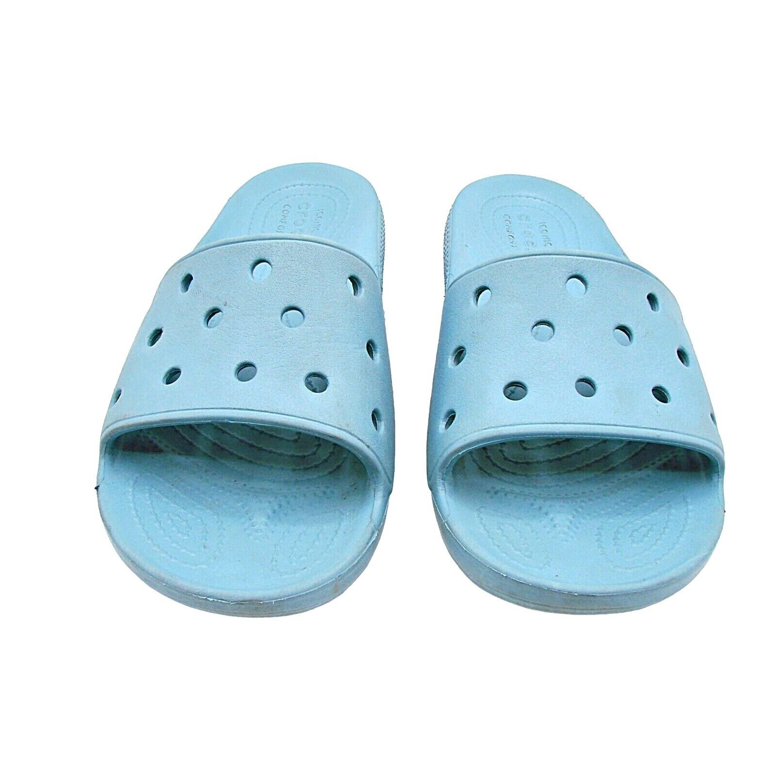 Crocs Iconic Comfort Slides Sandals Slip on Shoes Blue Flats M7 W9 Foam Footbed - Etsy