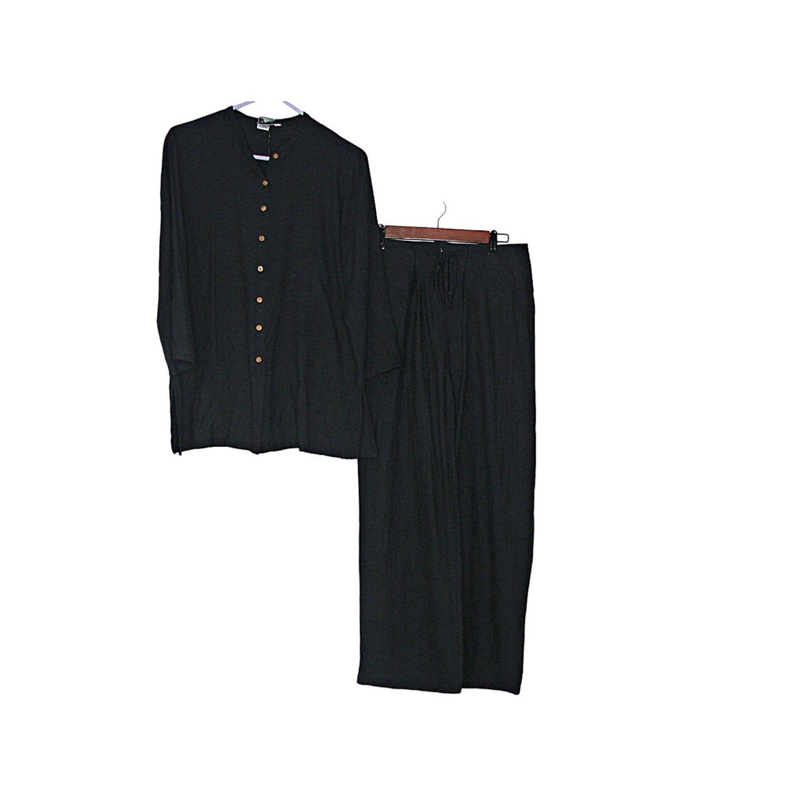 Vintage Kriss Kross Silk 2 Pc Outfit Set Womens Black Matching Top ...