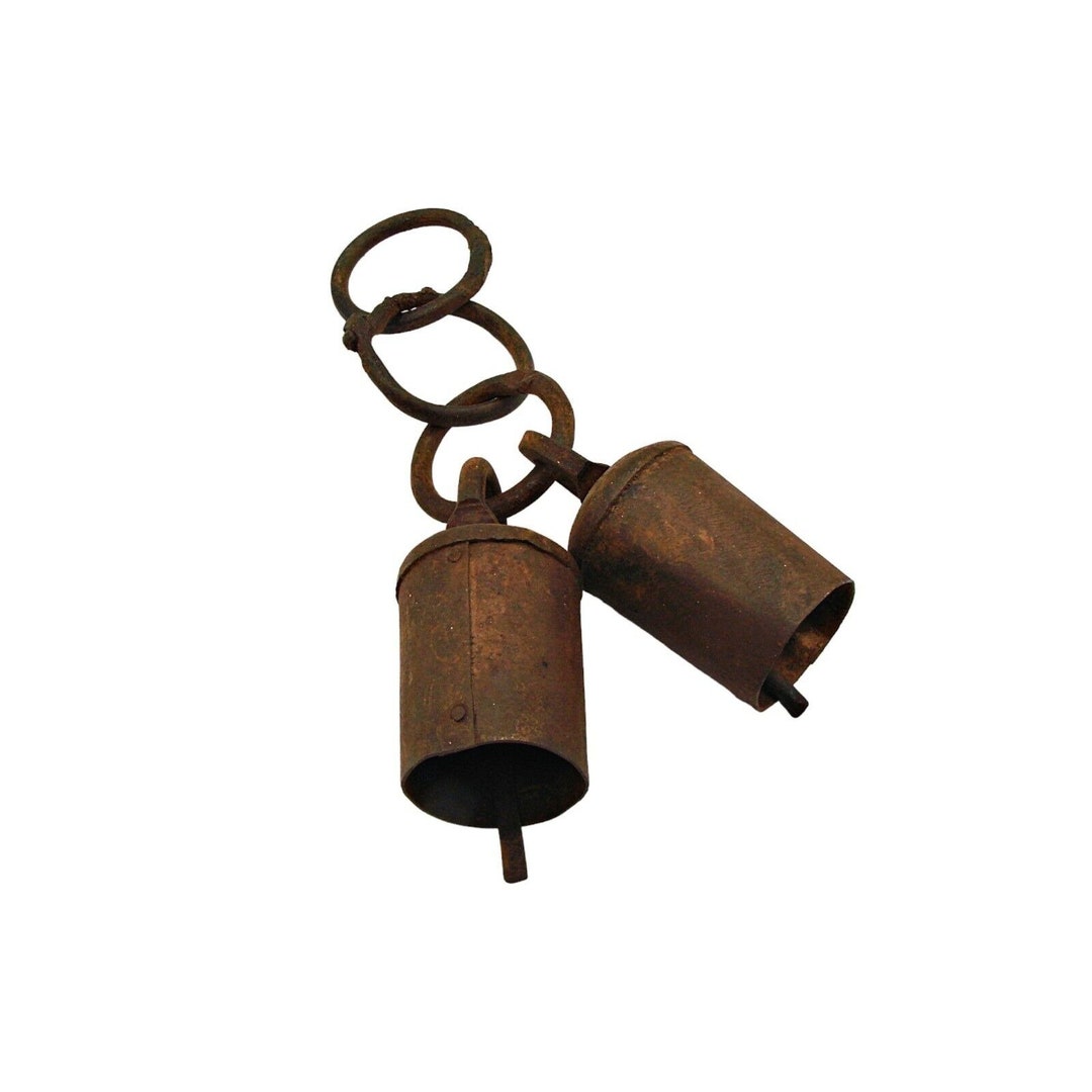 Antique Hand Forged Wrought Iron Hanging Bells Cowbell Rustic ...