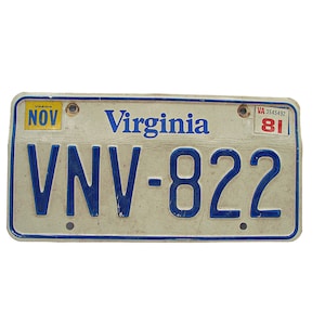 Vintage 1981 VA Virginia License Plate Collectors Plate Vehicle Plate ...