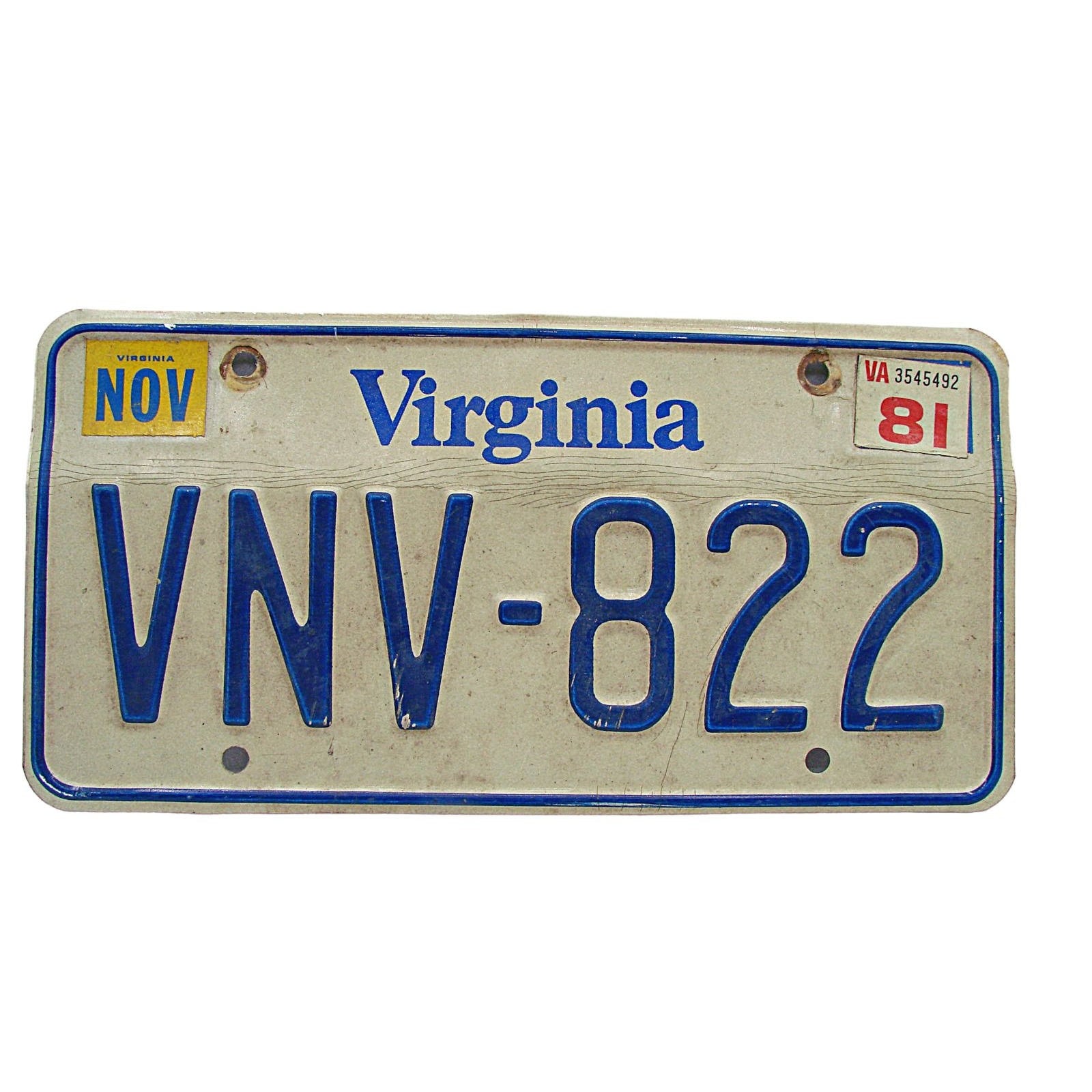 Vintage 1981 VA Virginia License Plate Collectors Plate Vehicle Plate ...