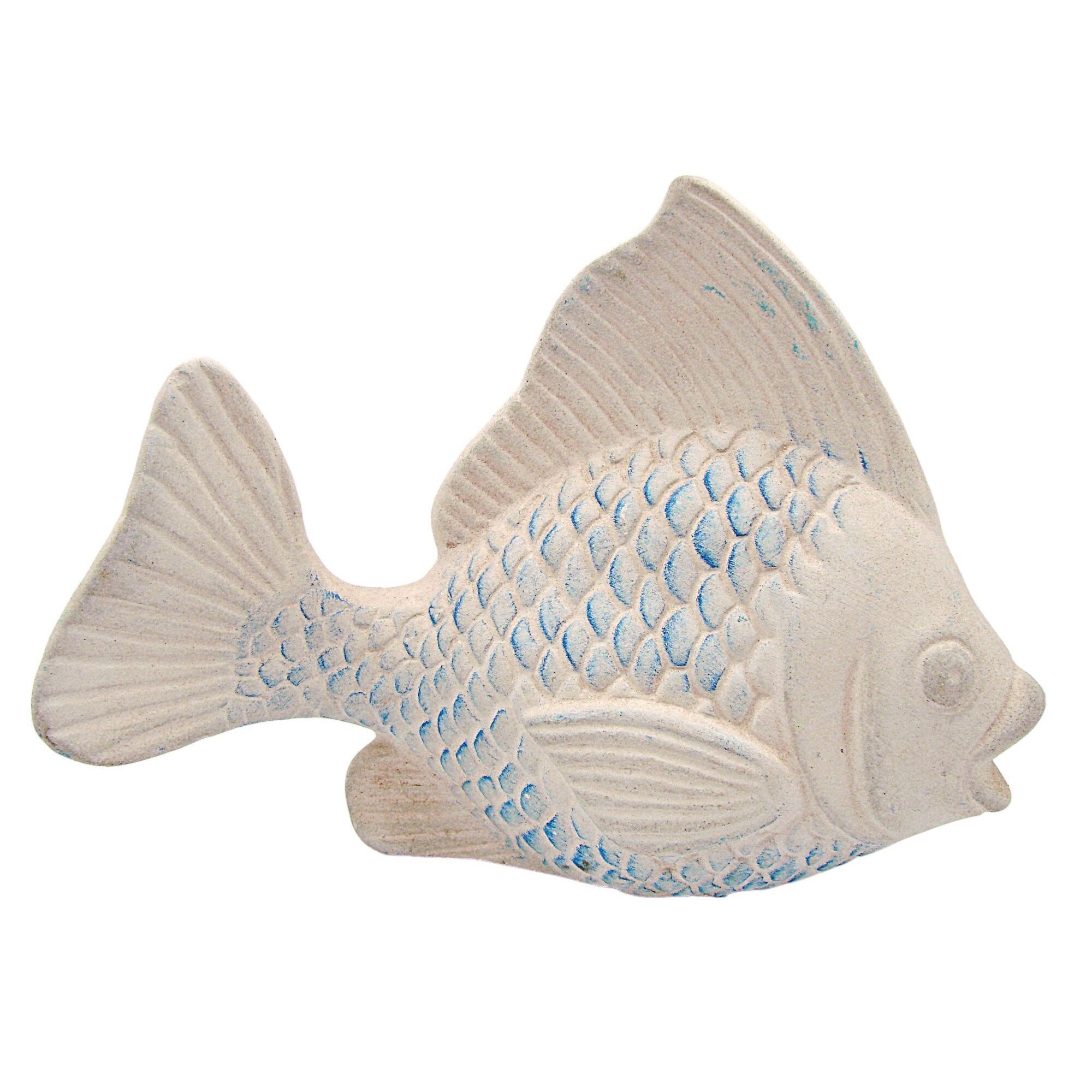 Vintage Set 6 Fish Sculptures Cast Plaster Ceramic Pottery Hand Painted ...
