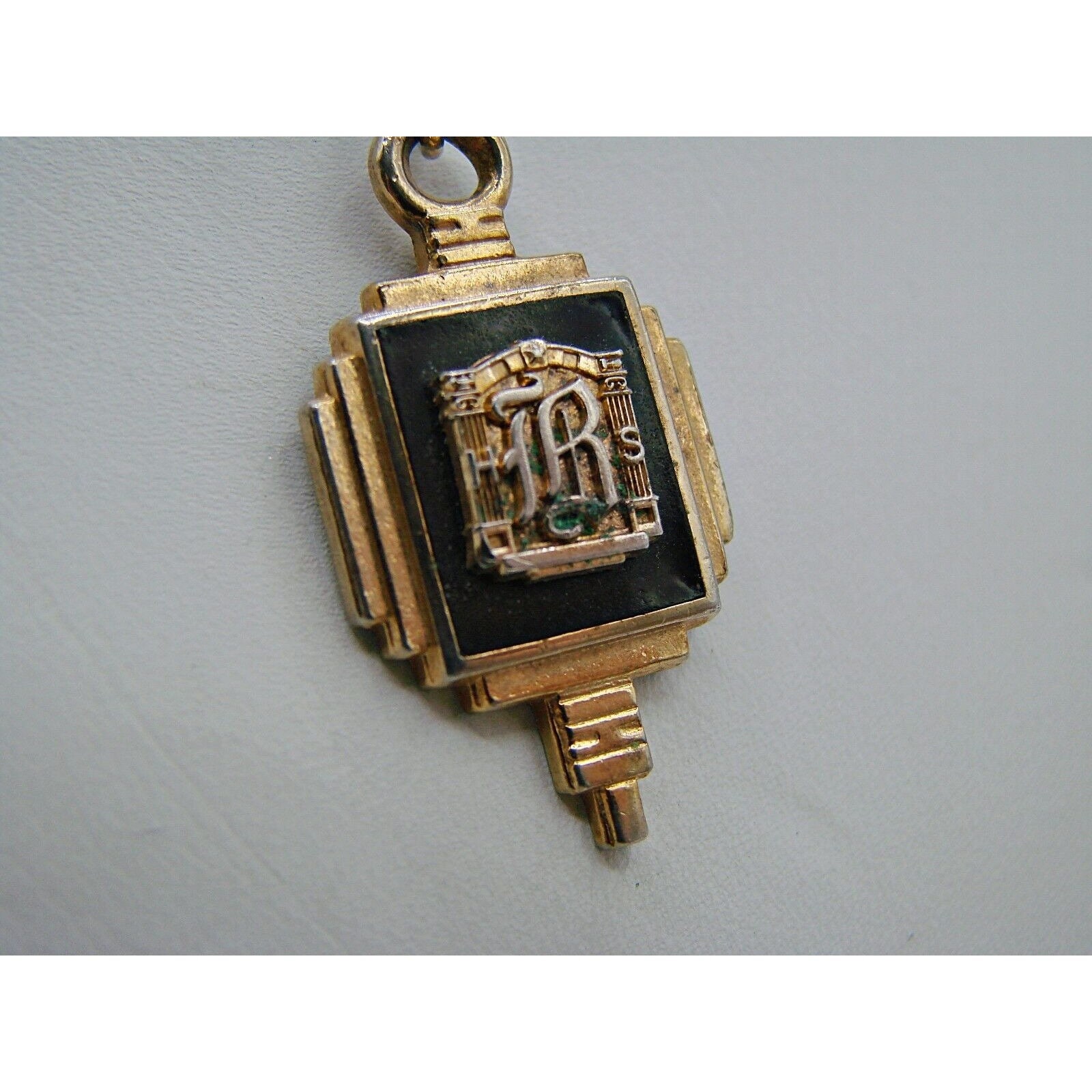 Kinney Vintage High School Key Pendant Necklace 1950s-1960's Gold Tone ...