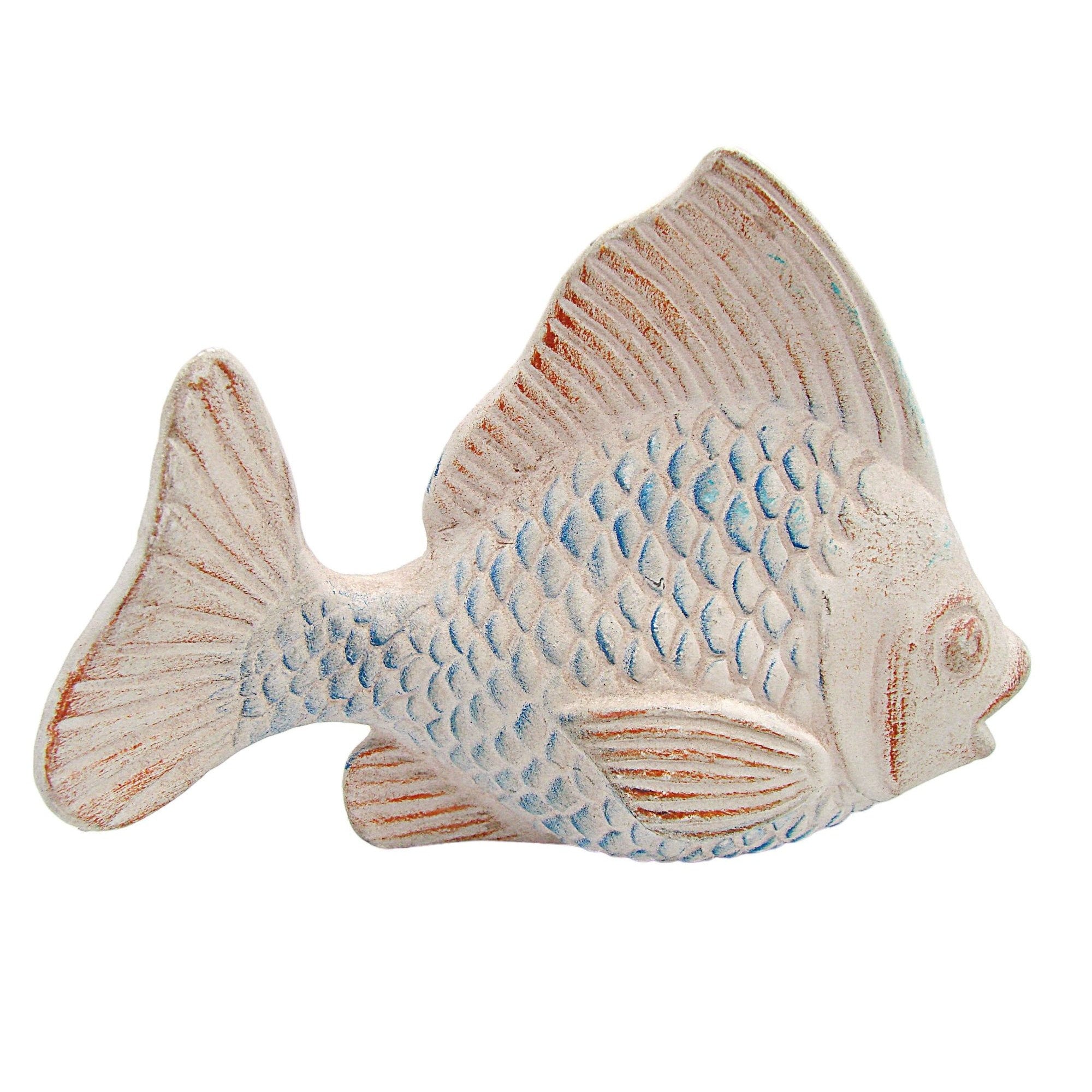 Vintage Set 6 Fish Sculptures Cast Plaster Ceramic Pottery Hand Painted ...