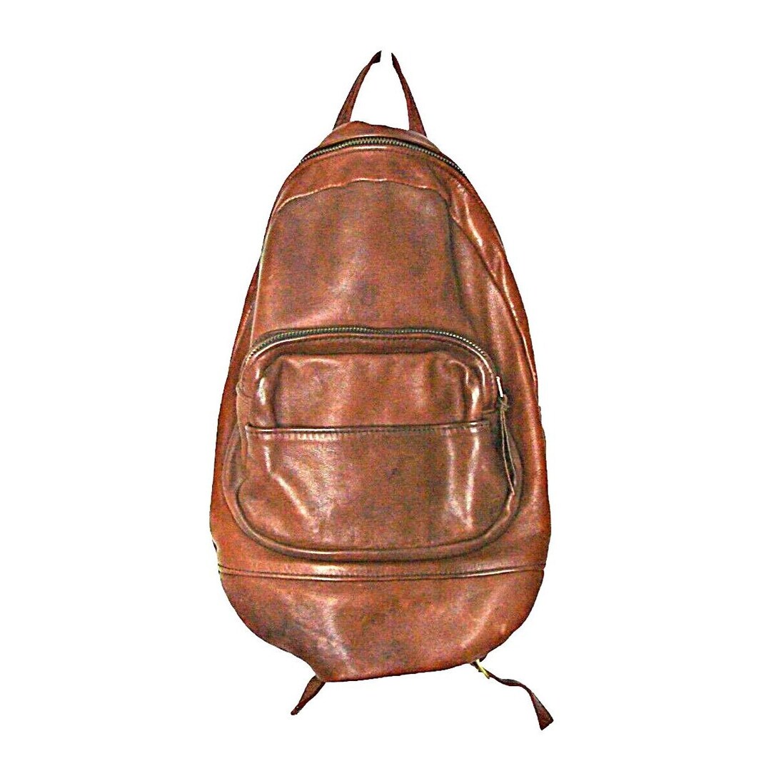 Eureka Brown Leather Backpack Front Inner Pockets Zip Closure ...
