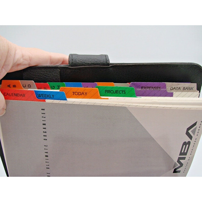 Master Business Agenda MBA Planner Organizer Black Leather 3 Ring Snap ...