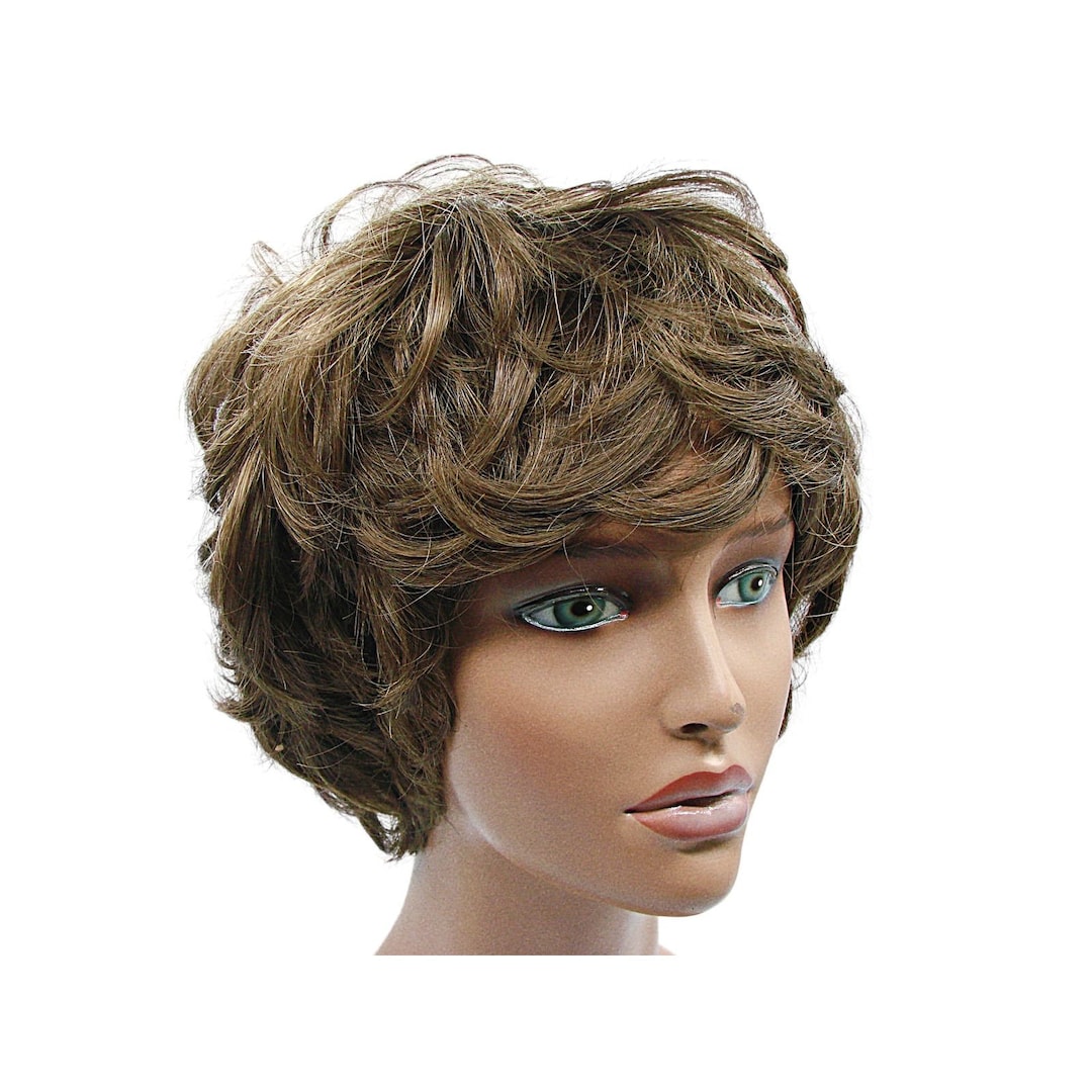 Kanekalon Short Brunette Wig Wavy Layered Cosplay Costume Hair Loss ...