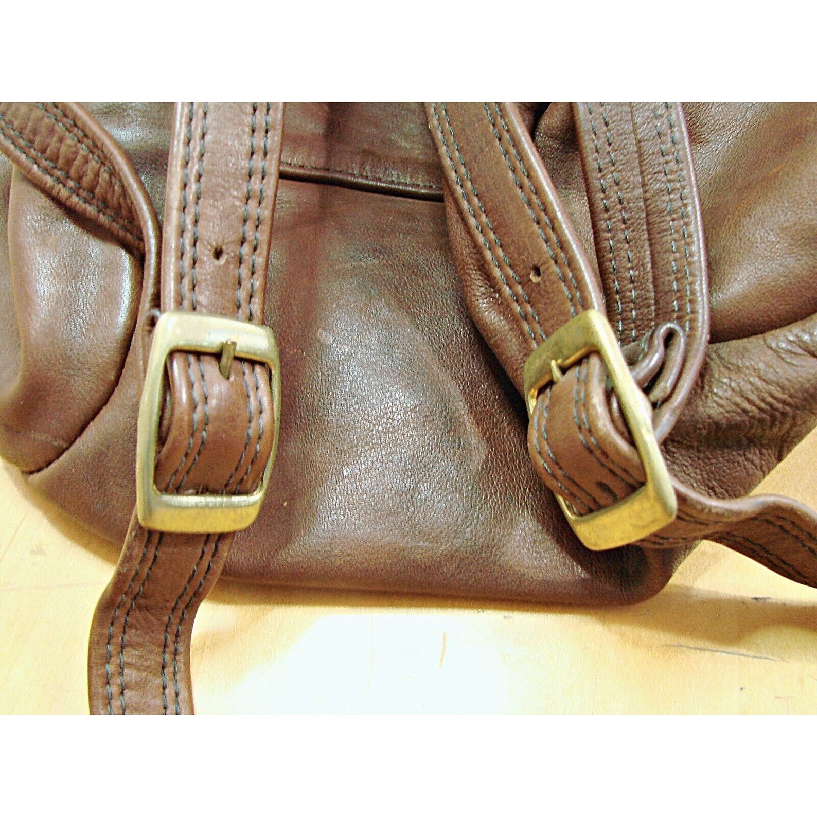 Eureka Brown Leather Backpack Front Inner Pockets Zip Closure ...