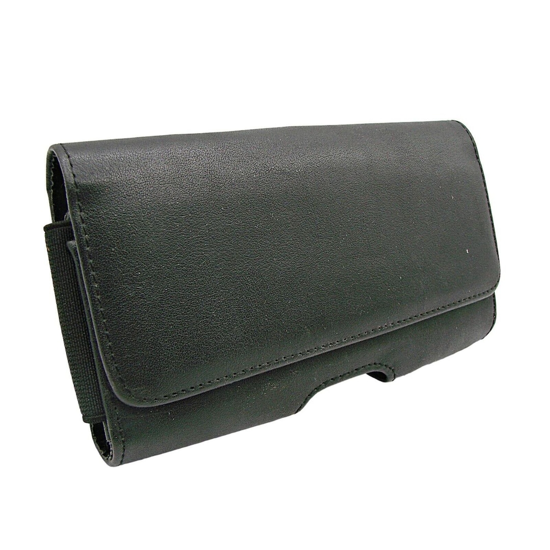 Leather Black Belt Cell Phone Glasses Holder Holster Carrying Clip Case ...