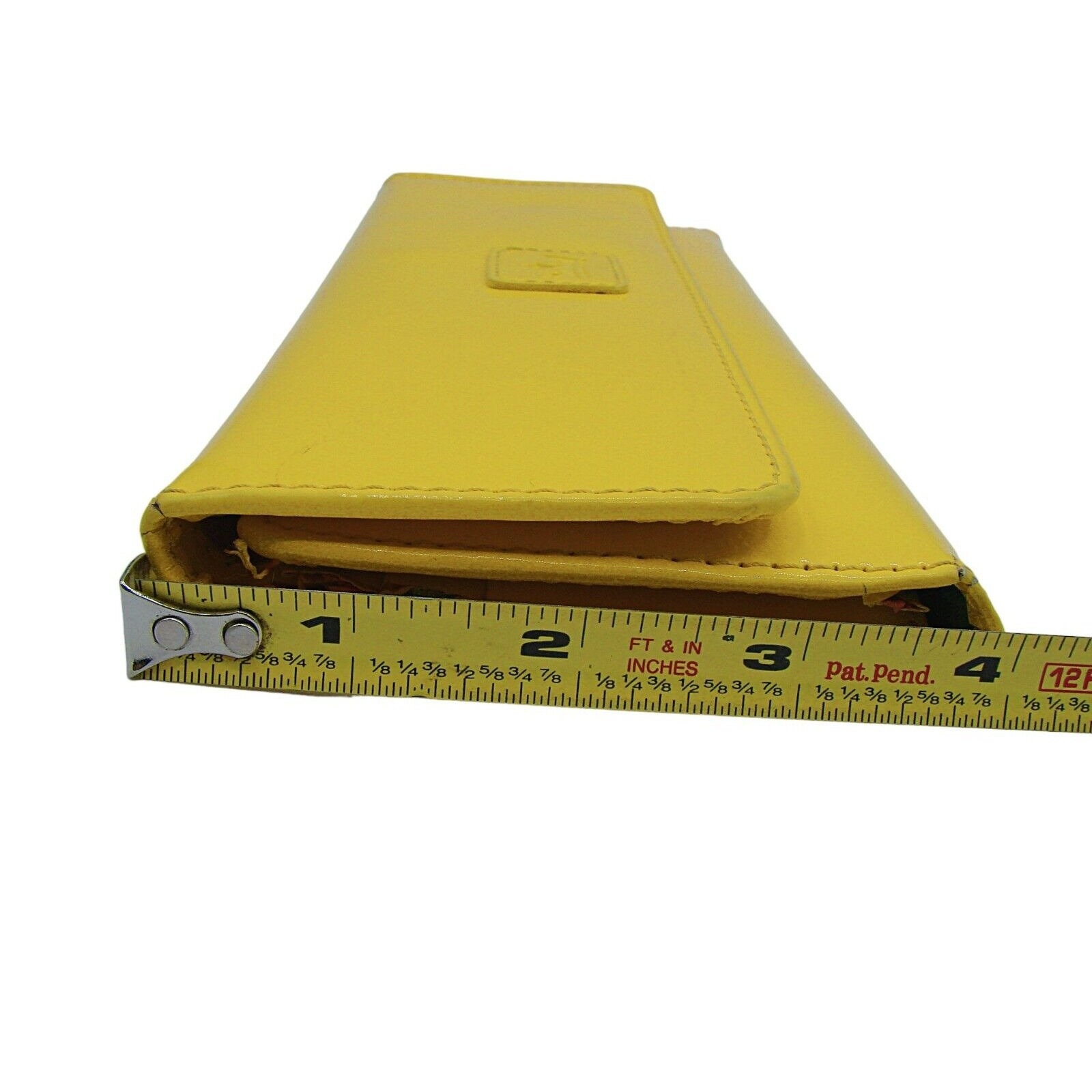 Baekgaard Yellow Banana Patent Faux Leather Wallet Card Slots Tri-fold ...