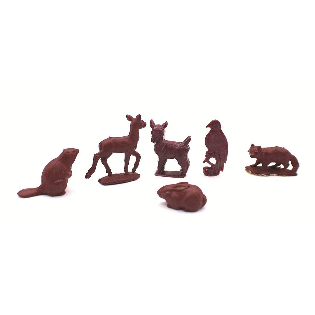 Marx Red Brown Auburn Farm Wildlife Animals Plastic Props Toys Playset ...