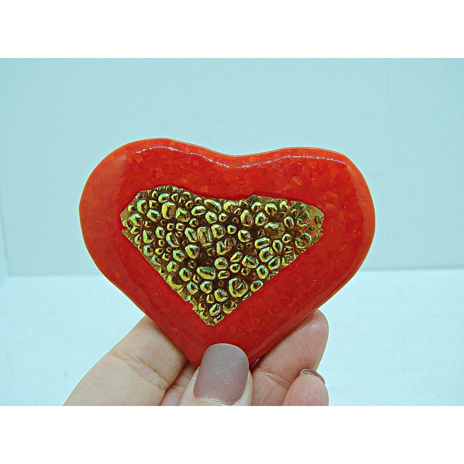 Handmade Paperweight Heart Pottery Ornament Gold Foil Top Hobbyist ...