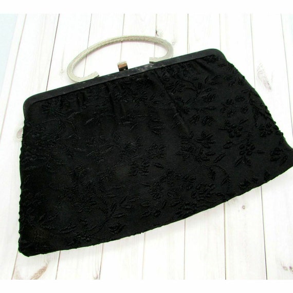 Vintage Embroidered Floral Snap Closure Handbag Purse… - Gem