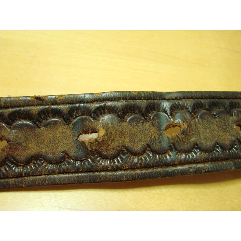 Mens Two Tone Brown Leather Braided Inlaid Belt Size 42 Made in Mexico ...