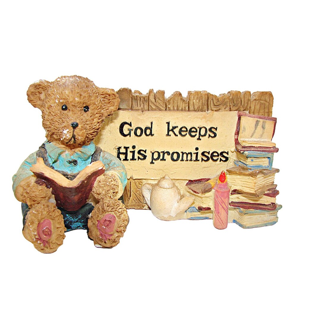 Dolgencorp Teddy Bear God Keeps His Promises Figurine Religious Nursery ...
