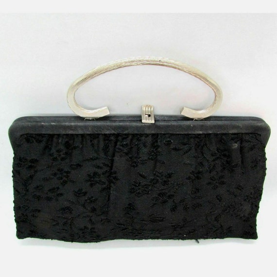 Vintage Embroidered Floral Snap Closure Handbag Purse… - Gem