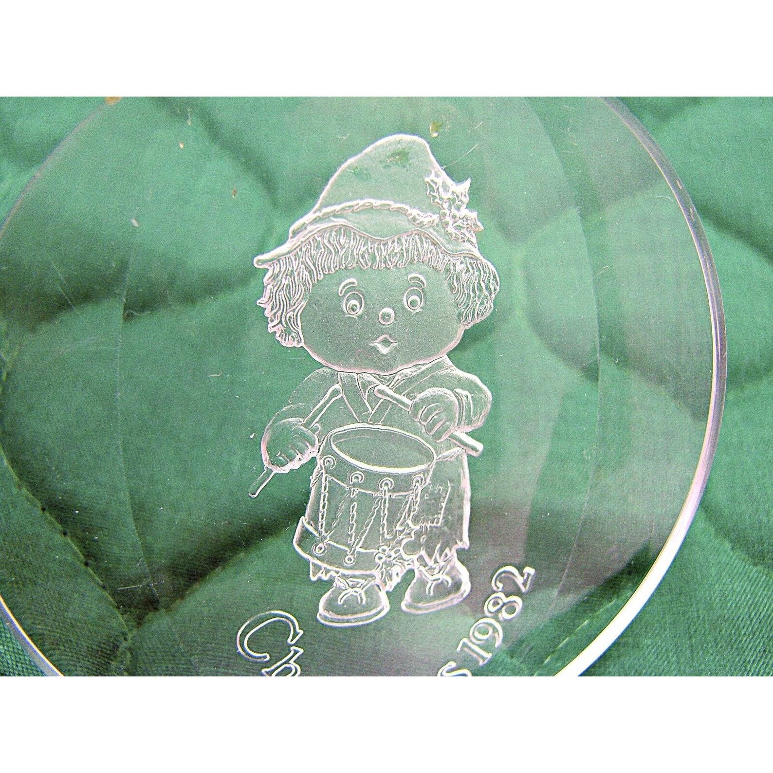 Vintage Acrylic 3" Etched Little Drummer Boy 1982 Ornament Holiday ...