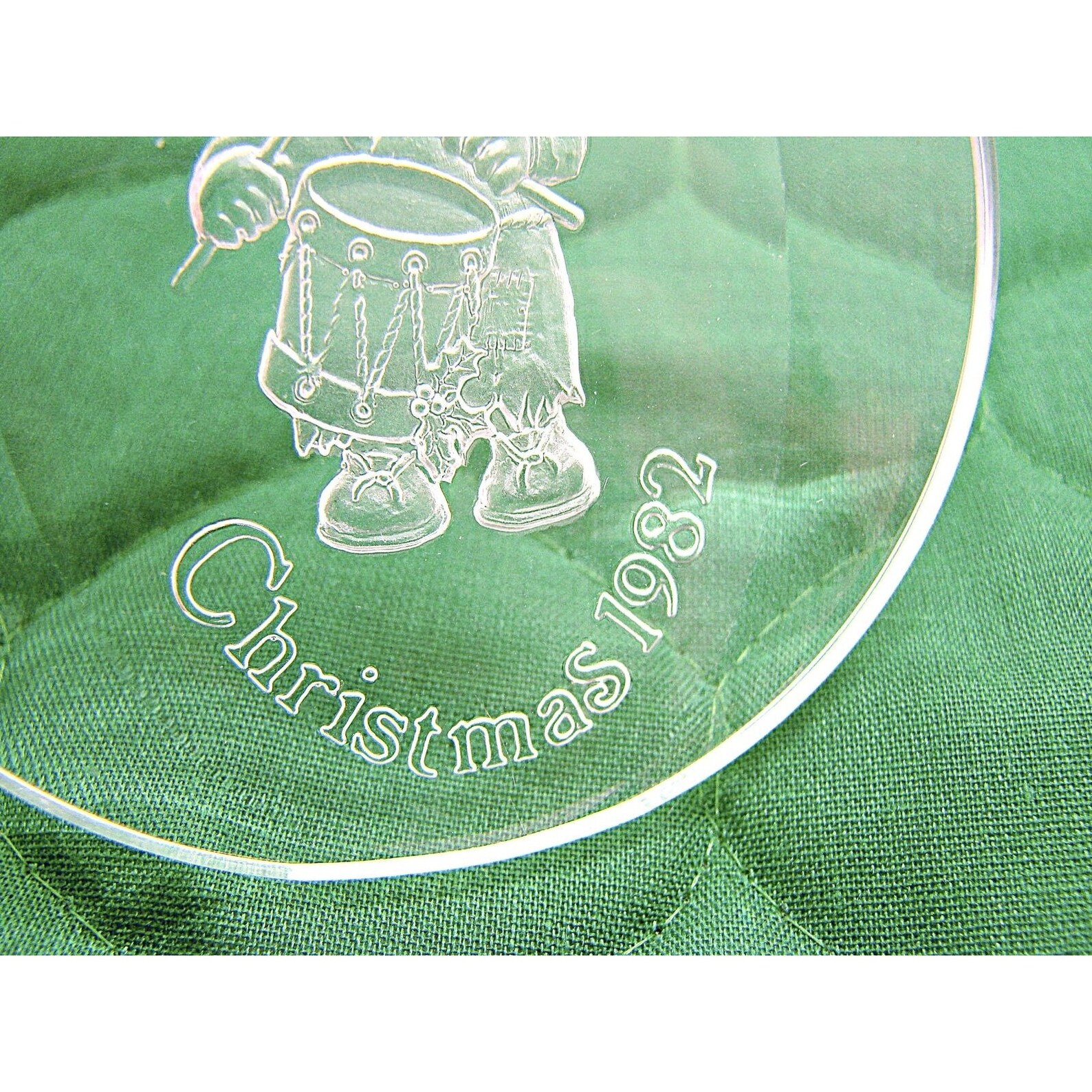 Vintage Acrylic 3" Etched Little Drummer Boy 1982 Ornament Holiday ...