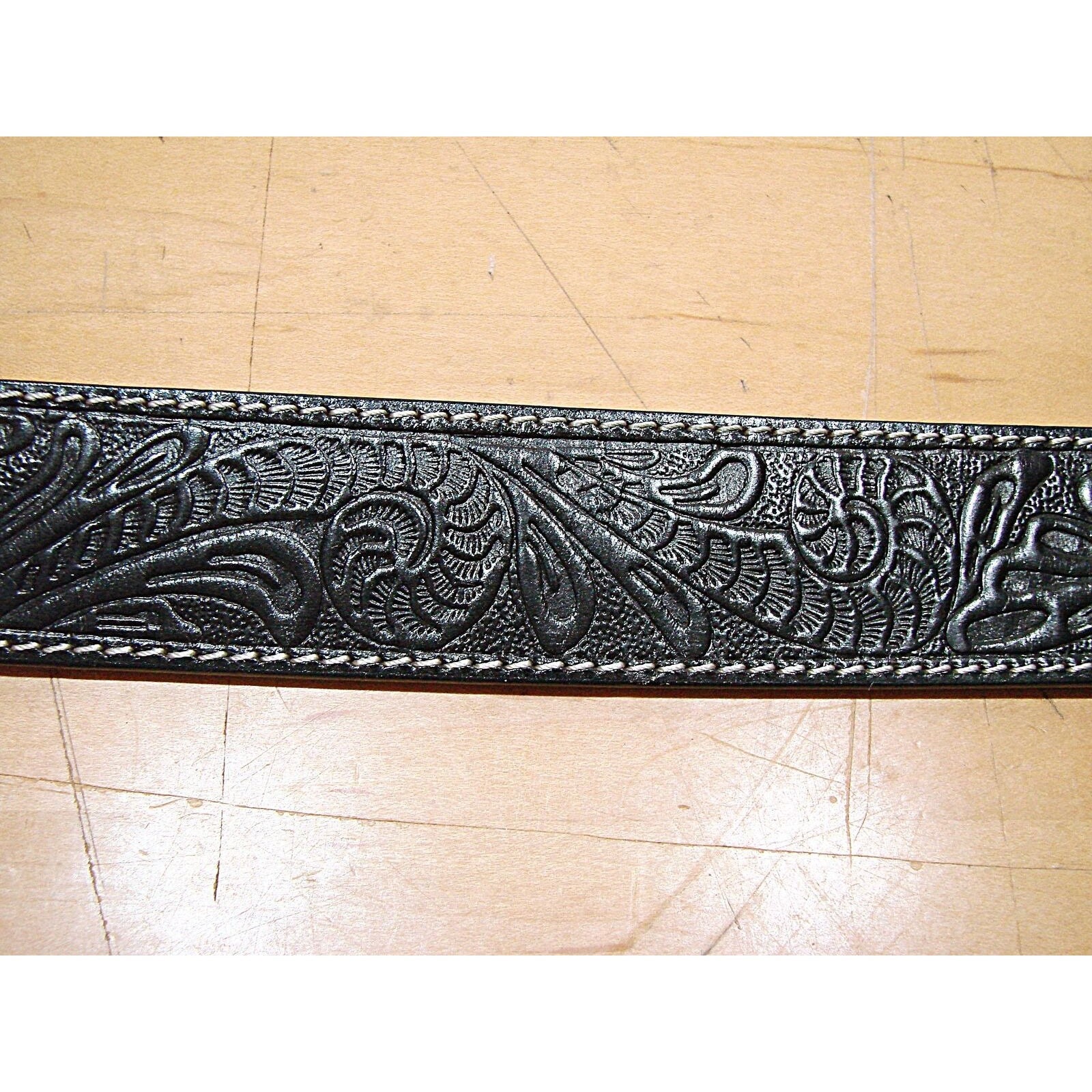Full Grain Tooled Leather Belt Horse Head Buckle Turquoise Copper BS118 ...