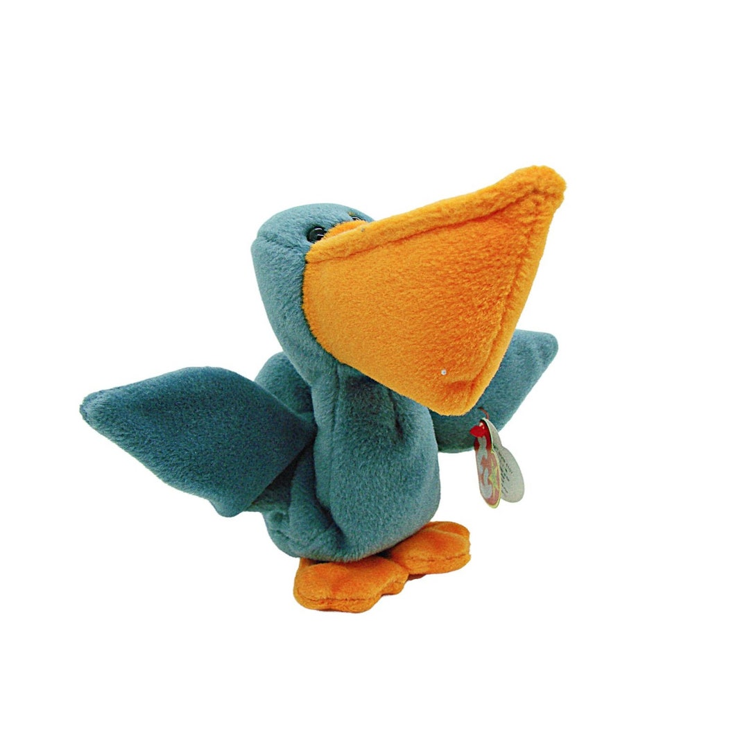 Vintage Ty Scoop the Pelican Blue Orange Beanie Babies 1996 Plush Toy 7 ...