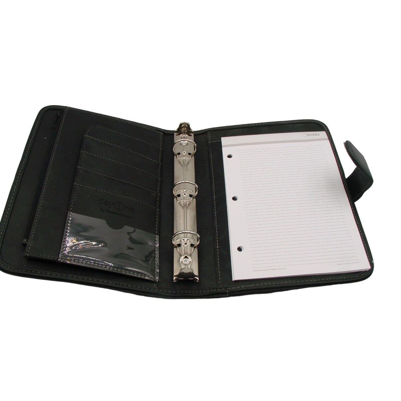 Franklin Covey Day One Planner Organizer Sim Leather Ring Binder Black ...
