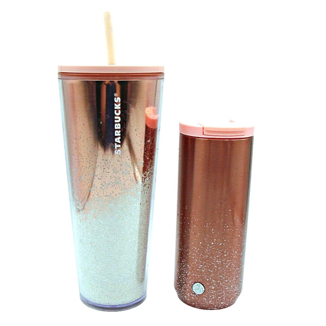 Starbucks Matching Set Tumblers Rose Gold White Sparkle Hot 12oz and ...