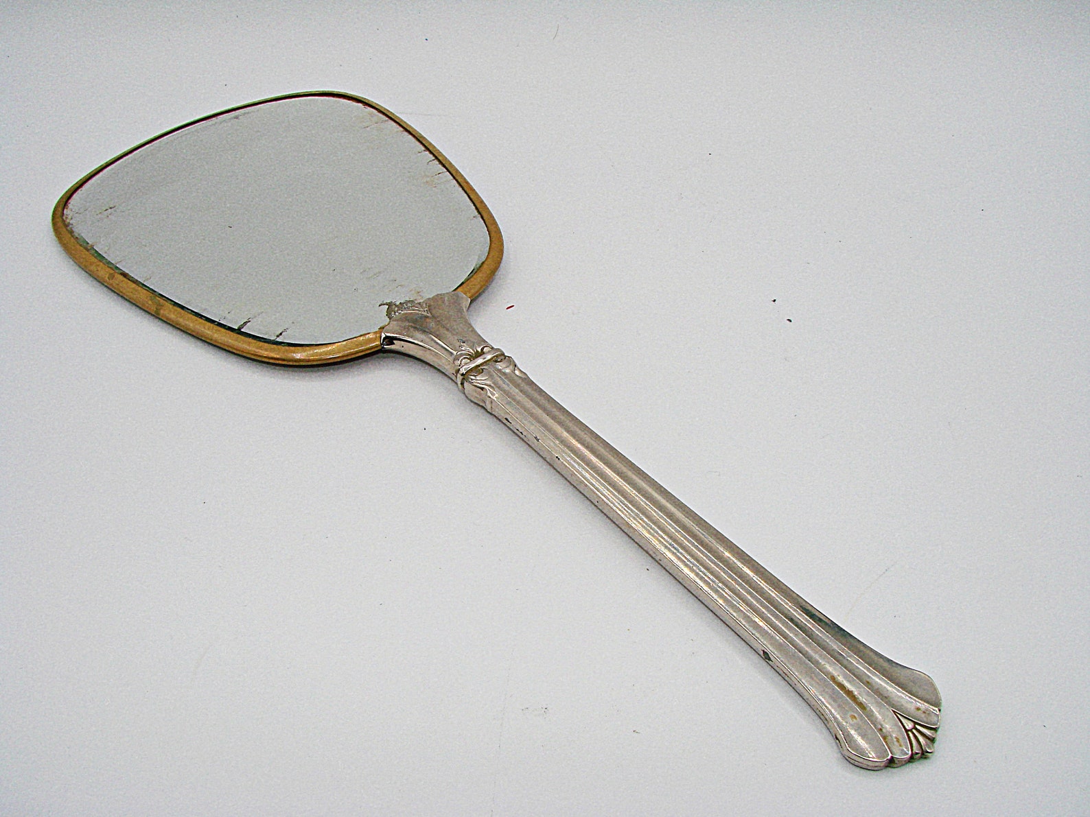 Vintage Antique Victorian Floral Handheld Vanity Mirror Gold Brass ...