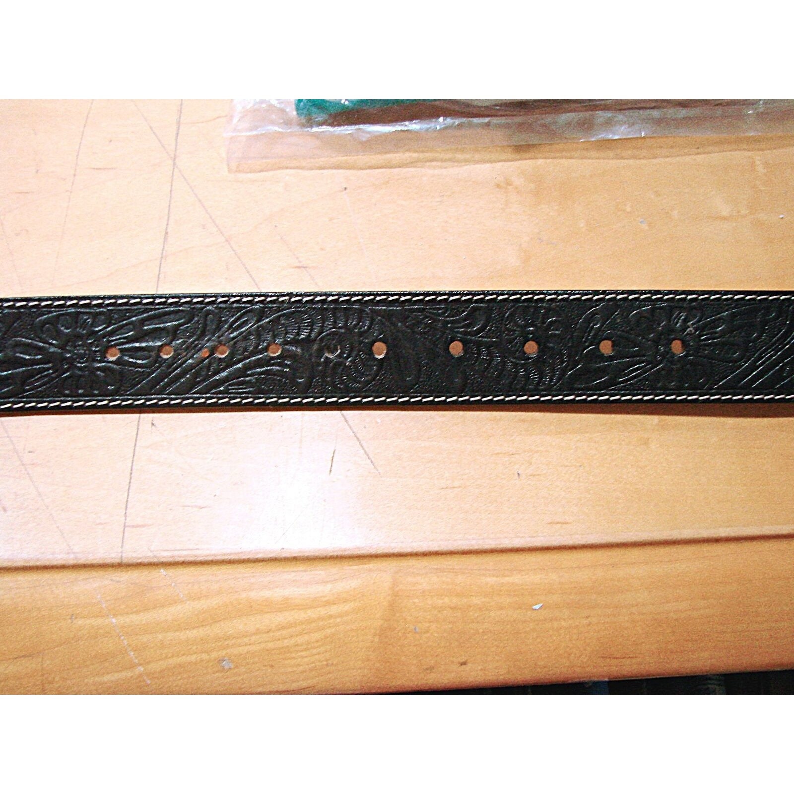 Full Grain Tooled Leather Belt Horse Head Buckle Turquoise Copper BS118 ...