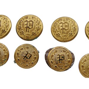 12 Vintage Uniform Coat Jacket Shank Buttons Initial P Police Superior ...