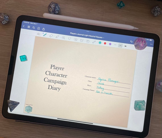 Dungeons and Dragons Player Character Digital Journal Light - Etsy