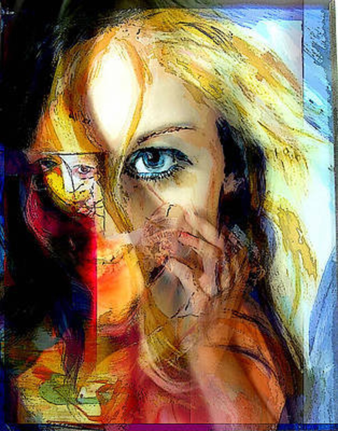 Perplexed, Originally a Reverse Painting on Glass Converted to a ...