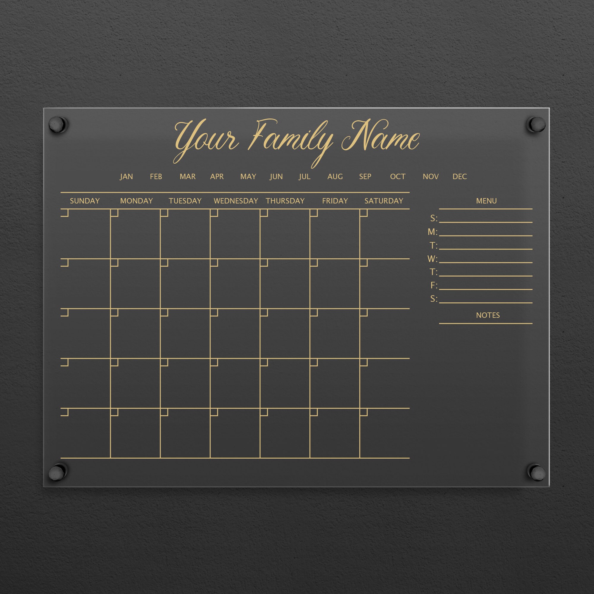 Large Acrylic Family Calendar Personalized Monthly and - Etsy