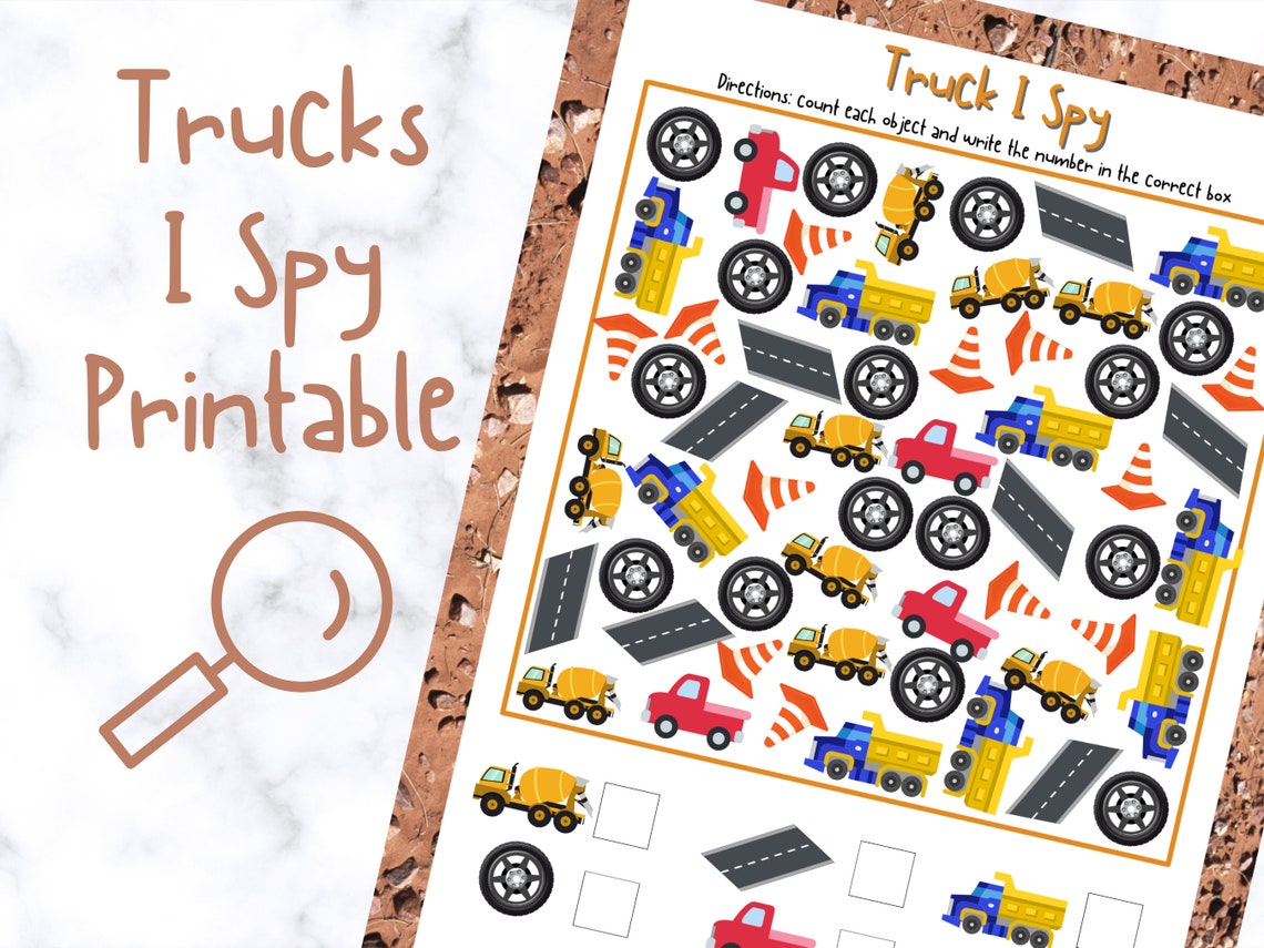 Trucks I Spy Printable | Worksheet | Numbers 1 - 20 | Preschool ...