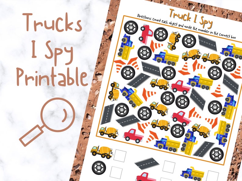 Trucks I Spy Printable | Worksheet | Numbers 1 - 20 | Preschool ...