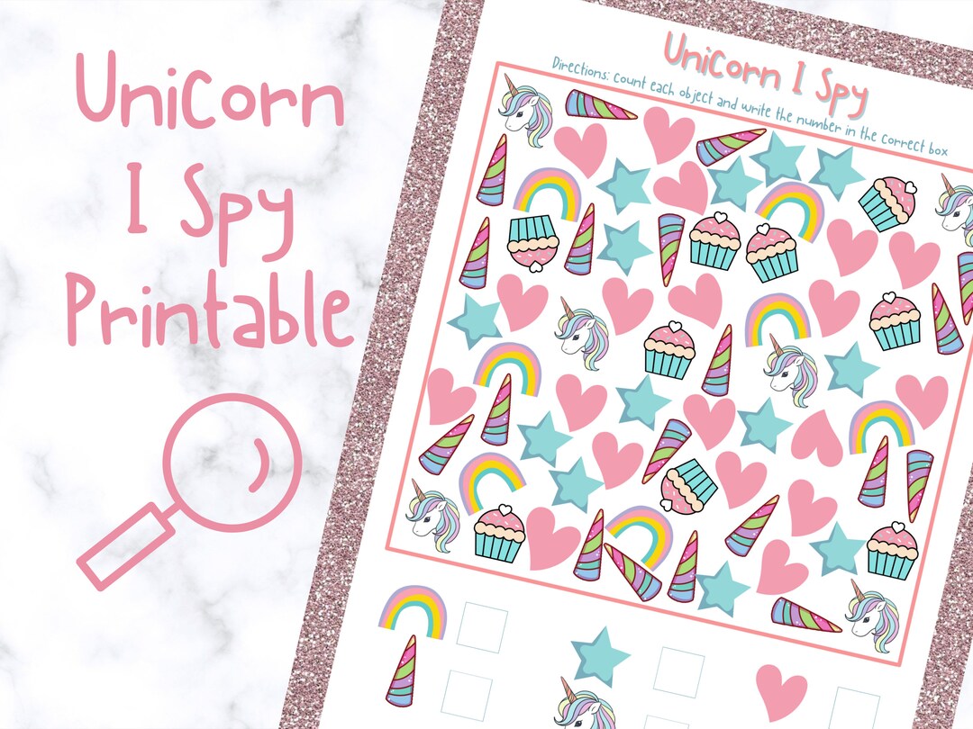 Unicorn I Spy Printable | Worksheet | Numbers 1 - 20 | Preschool ...