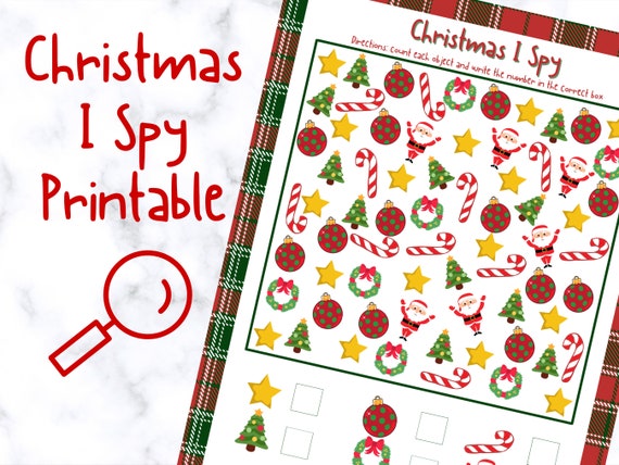 Christmas I Spy Printable Worksheet Numbers 1 20 | Etsy