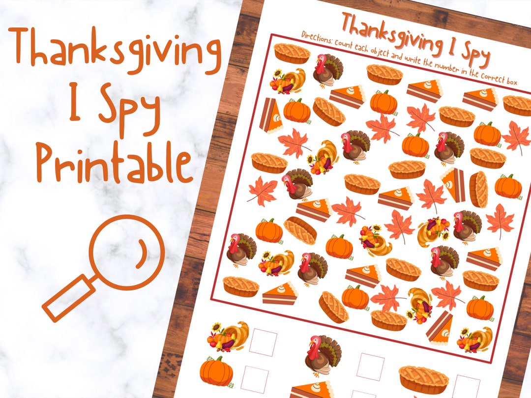 Thanksgiving I Spy Printable | Worksheet | Numbers 1 - 20 | Preschool ...