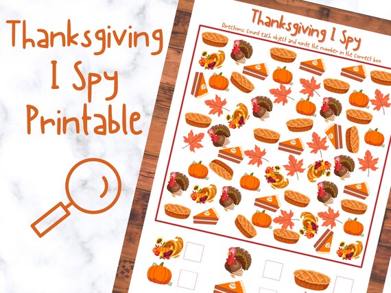 Thanksgiving I Spy Printable Worksheet Numbers 1 20 - Etsy